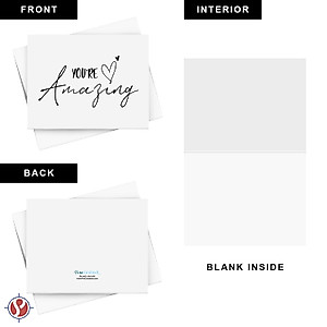 “You’re Amazing” Greeting Cards and Envelopes – Elegant Fold Over Greetings of Appreciation, Encouragement and Thanks for Friends and Family – Blank Inside | 4.25 x 5.5” (A2 Size) | 10 per Pack
