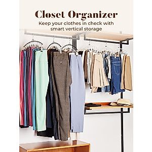 HOUSE DAY Legging Organizer for Closet, Metal Yoga Pants Hanger 2 Pack w/10 Clips Holds 20 Leggings, Space Saving Hanger Closet Organizers and Storage, Clips Hanger for Pants, Skirts, Hats, Black