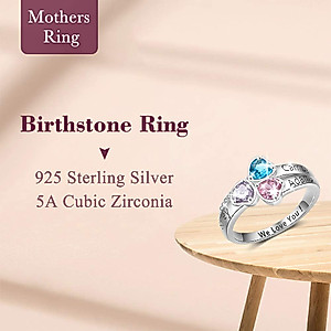Lam Hub Fong Personalized Mothers Day Gifts Birthstone Rings for Women Mother Daughter Promise Rings for Her Custom Engagement Name Rings for Her Girlfriend Wife (3 Birthstones-1, 7)
