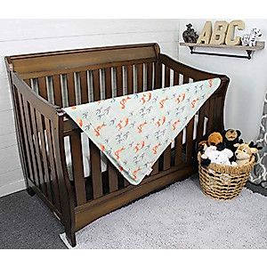 Top Tots Baby Blanket - Spirited Orange Fox with Grey Minky Dot