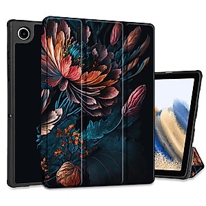 MEEgoodo Case for Samsung Galaxy Tab A8 10.5 inch Case 2022 Model (SM-X200/X205/X207), Smart Tablet Cover with Trifold Stand + Soft TPU Back Shell + Auto Wake/Sleep, Bunch Flowers