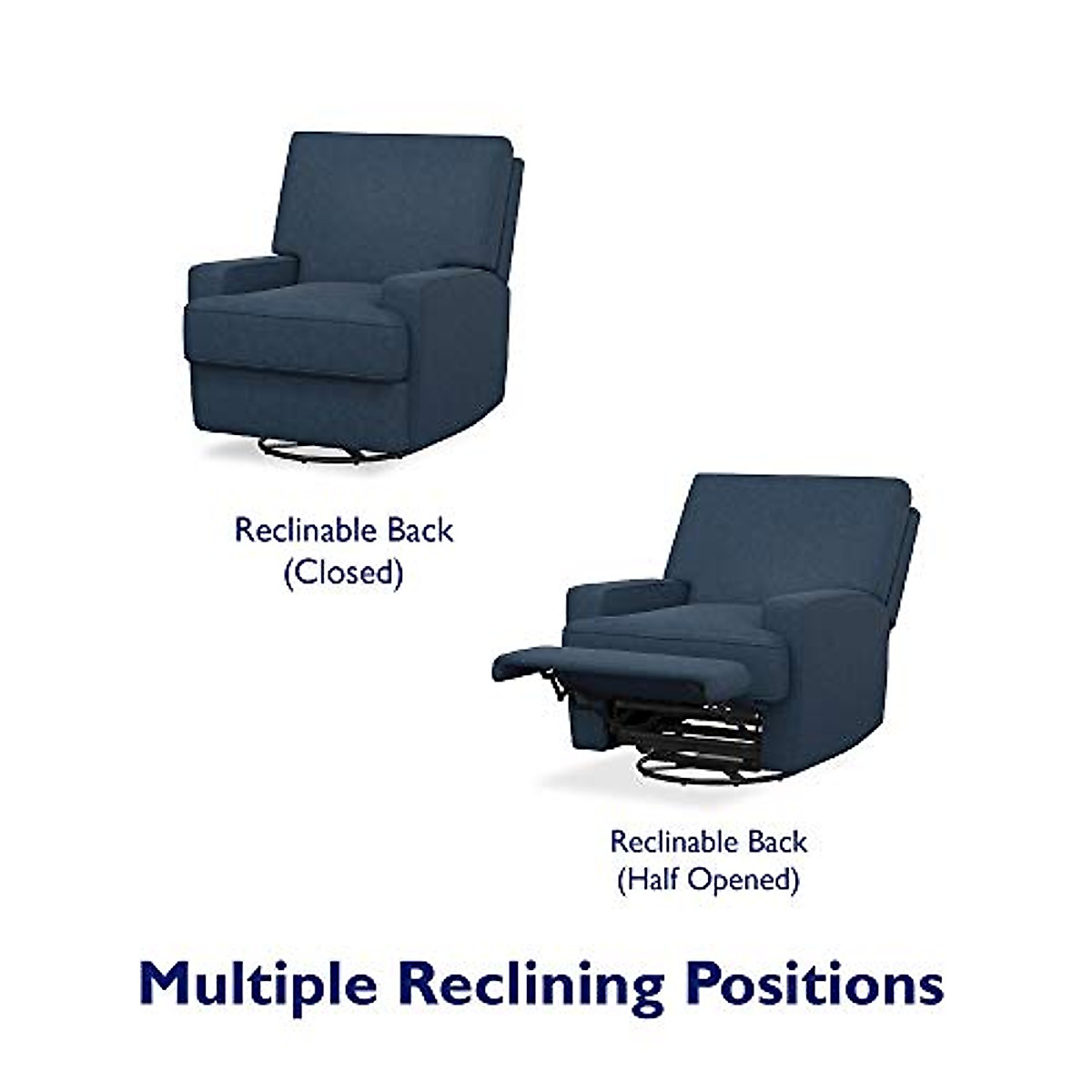 Baby Relax Rylan Swivel Glider Chair, Coil Seating, Dark Blue Recliner