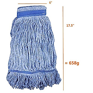 Mop Head Replacement Commercial Heavy Duty String Blue Wet Mop Heads for 3 Typs Commercial Mop Handle(1,Large)