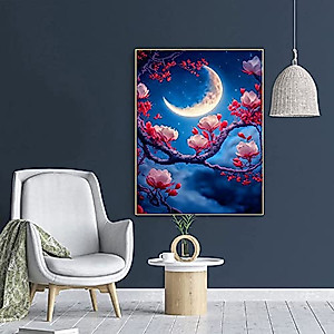 Lunyloer Diamond Painting, 5D Moon Diamond Painting Art Kits for Adults, DIY Full Drill Diamond Dots Paintings Picture Arts Embroidery Craft Kits for Home Wall Art Decor 12 X 16 Inch