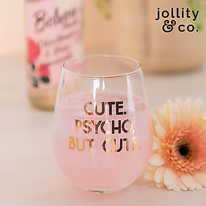Jollity & Co Witty Wine Glasses - “Tears of My Enemies” Stemless Wine Glass with Metallic Gold Lettering - Set of 1 Wine Tumbler - Novelty Gifts - For Wine, Cocktails, Summer Drinks