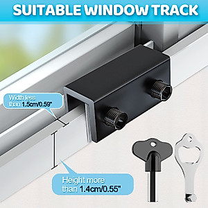 Sliding Window Door Lock Security - 4 Packs Slider Window Stopper for Baby Child Proof Home Safety Secure, Childproof No Drill Patio Slide Glass Window Locks Stop Vertical Key Aluminum Alloy Black