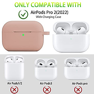 OLEBAND Airpods Pro 2nd Generation(2022) Case with Cute Bling Keychain,Silione Protective and Anti-Slip Cover for Apple Airpod Pro 2 Case,LED Visible,for Women and Girls,Milk Tea