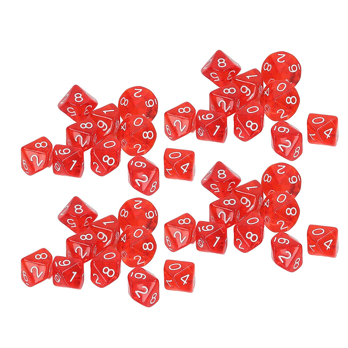 Teaching Dices, Numbers Dices 10 Side Plastic for Board Games (Red)