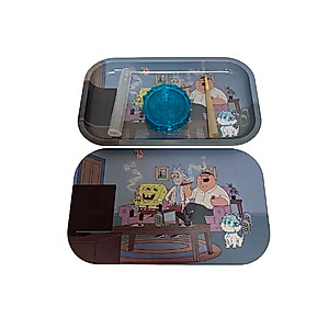 Metal Organizer Rolling Tray Cartoon Anime Design 10x6 Inches Includes Magnetic Cover Lid Multicolor USA10