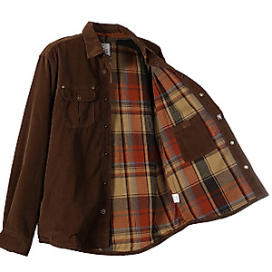 Gioberti Men's 100% Cotton Extremely Soft Corduroy Shirt Jacket with Flannel Lining, Camel, L