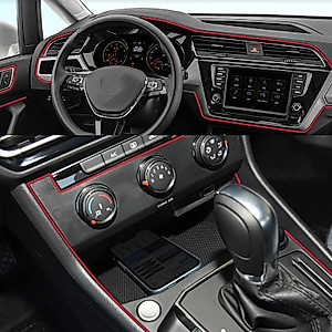 32FT Car Interior Trim Strip, Plated Insert Car Trim Stripe Tape, Universal Car Seam Filler, Flexible Car Interior Trim Accessories (Red)