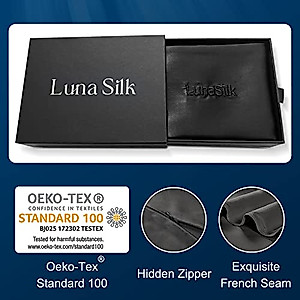 LUNASILK Silk Pillowcase, Luxurious 22 MM Mulberry Silk Pillowcase for Hair & Skin with Hidden Zipper, Caremel, 100% Real Silk, King, Acne-Free, Anti Aging