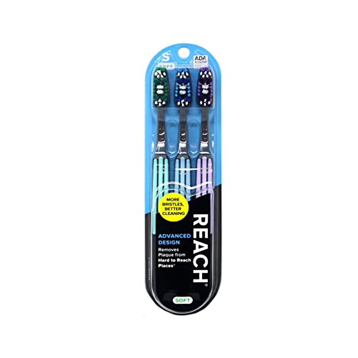 Reach Advanced Design Soft Toothbrushes, Colors May Vary, 3 Count (Pack of 2) Total 6 Toothbrushes