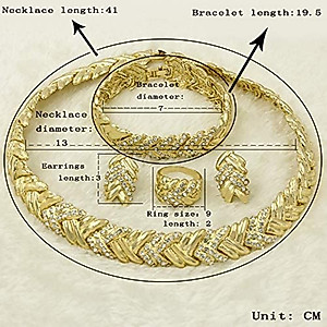 LifflyLadys Fashion Crystal Jewelry Set for Women, 18 K Gold Plated Jewelry for Weddings, Dubai Gold Necklace Earrings Set