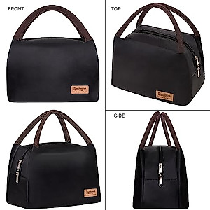 Buringer Reusable Insulated Lunch Bag Cooler Tote Box Meal Prep for Men & Women Work Picnic or Travel(Black)