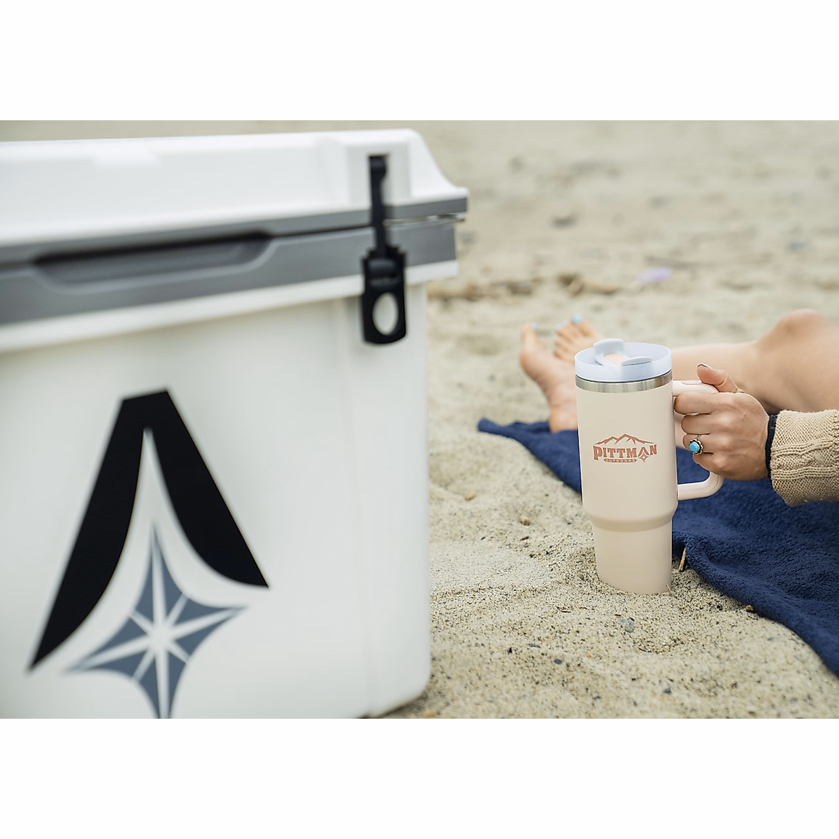 Pittman Outdoors 30oz. Hydration Tumbler with Comfort Soft Handle, Pink - Vacuum Insulated Travel Coffee and Drink Mug