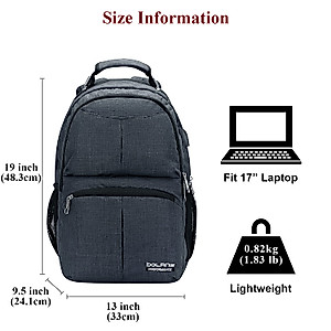 BOLANG Laptop Backpack for Men Women With USB Charging Port Business Work Travel Backpack Water Resistant College School Bookbag Fits 17 Inch Computer (8459 Purple )