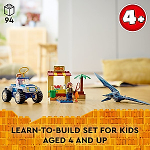 LEGO Jurassic World Pteranodon Chase 76943 Dinosaur Toy Set with 2 Minifigures and Buggy Car, Gift Idea for Kids 4 Plus Years Old