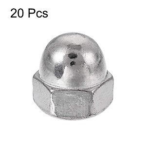 uxcell Acorn Hex Cap Nuts - 20Pcs 10#-24 Dome Nuts Stainless Steel Hexagon Decorative Cap Nut for Screws Bolts Silver Tone