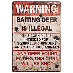 ARTCLUB Warning Baiting Deer is Illegal Metal Tin Sign Vintage Poster Wall Decor