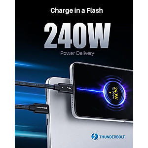 Cable Matters [Intel Certified] 40Gbps Thunderbolt 4 Cable 2.6ft with 8K Video and 240W Charging - 0.8m, Compatible with USB4, Thunderbolt 3 Cable and USB-C