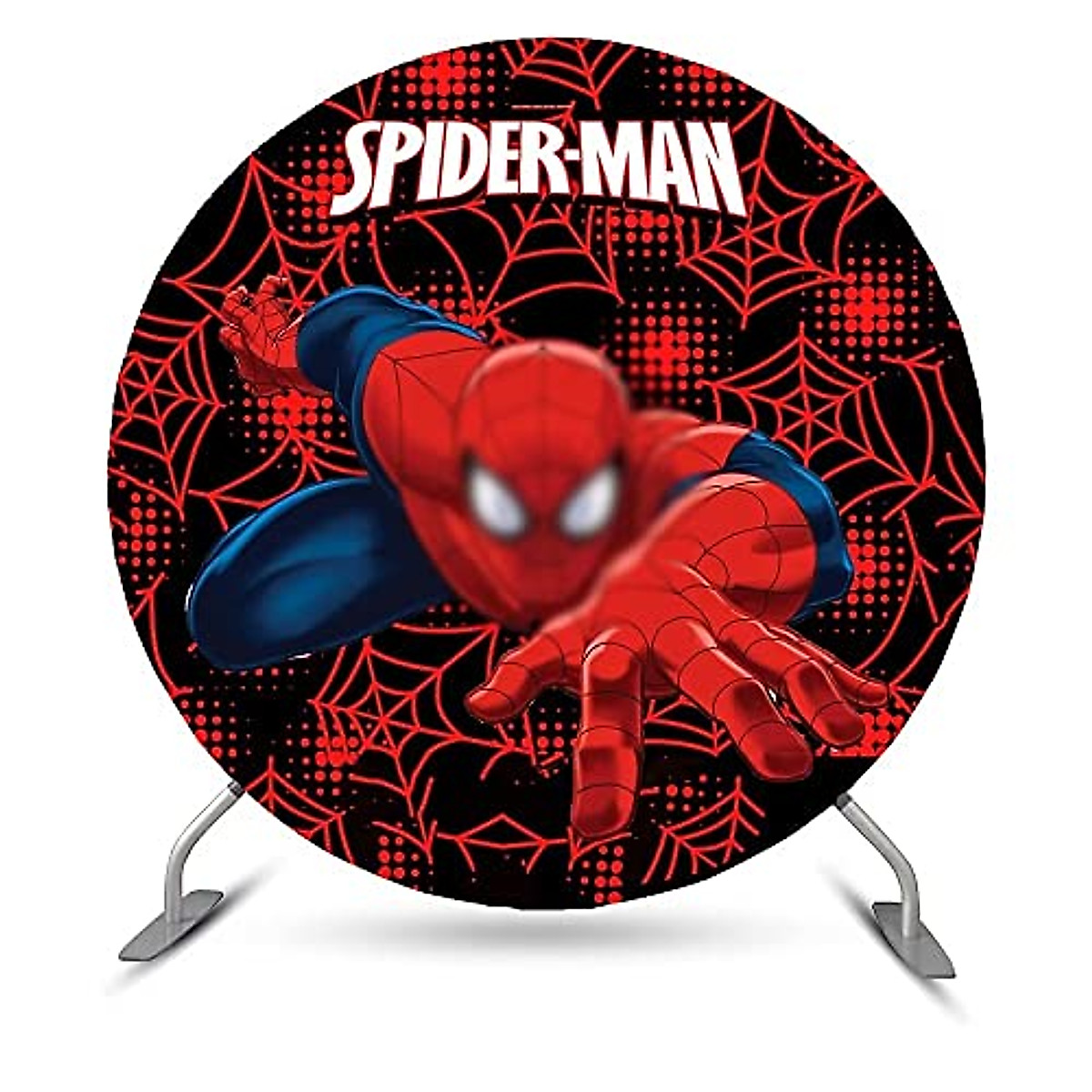 Generic Cartoon 7.5ft Round Backdrop Cover Circle Backdrop Cover for Parties Spider Super Boys Birthday Party Baby Shower Cake Dessert Table Decor Banner