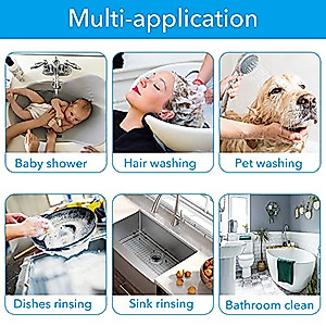 Roscid Sink Faucet Sprayer Attachment Set, Kitchen Bathroom Pet Bathing Shower Head with 9.8ft Hose and G1/2 / M22 / M24 Faucet Adapters, Hair Washing, Dog Shower and More (Faucet Not Included)