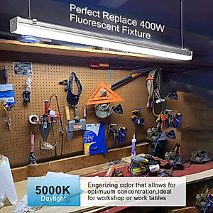 Upgrade 4FT 2.5inch 72w Linkable LED Shop Light, 10000LM 100-277V Garage Light with 5ft On/Off Switch Plug, 5000K Daylight, Hanging Flushmount Available Plug and Play-6Pack