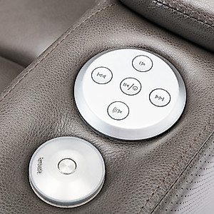 Leather Recliner Chair Power Electric Recliners with Cup Holder and Tray for Adults Theater Seating with USB Charging Port Single Reclining Chair with Hidden Arm Storage for Living Room, Gray