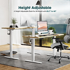 SMUG Standing Desk, Adjustable Height Electric Sit Stand Up Down Computer Table, 48x24 Inch Ergonomic Rising Desks for Work Office Home, Modern Lift Motorized Gaming Desktop Workstation, Maple