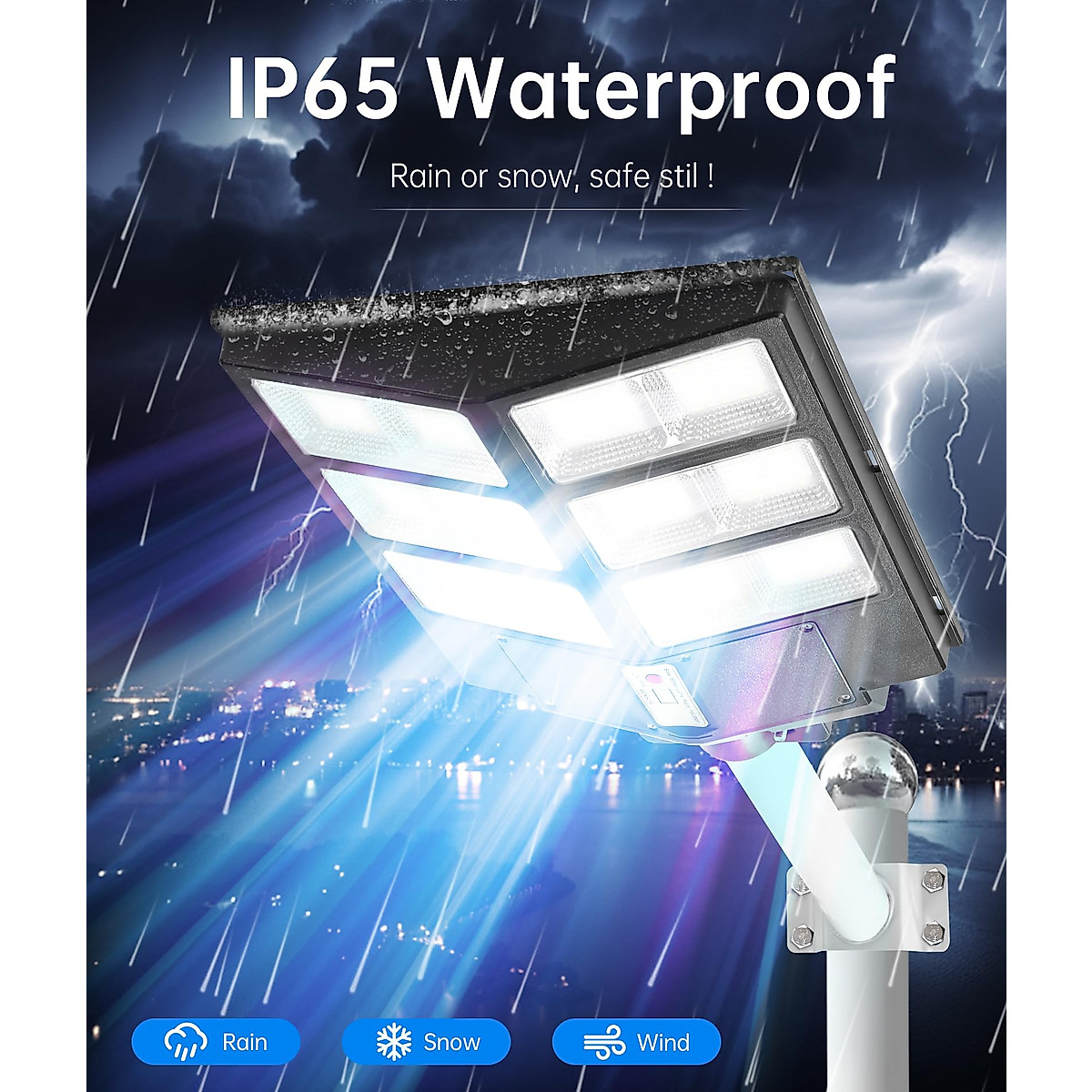 600W Solar Street Lights Outdoor ,20000mah high-capacity battery, 60000LM High Brightness LED Lamp, with Motion Sensor and Remote Control, for Parking Lot, Yard, Garden, Patio, Stadium, Piazza