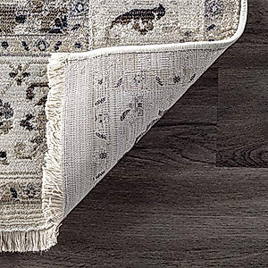 nuLOOM Oliveira Floral Medallion Fringe Area Rug, 9' x 12', Beige