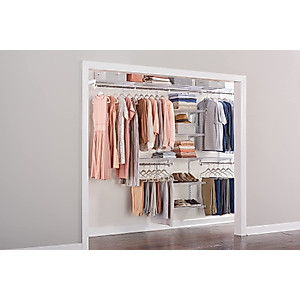 Rubbermaid Configurations Deluxe Closet Kit, White, 4-8 Ft., Wire Shelving Kit with Expandable Shelving and Telescoping Rods, Custom Closet Organization System, Easy Installation