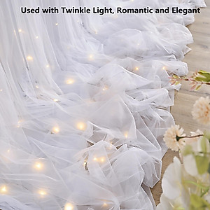 White Tulle Backdrop Curtains for Baby Shower Party Wedding Photo Drape Backdrop for Photography Props Engagement Bridal Shower 10 ft X 10 ft
