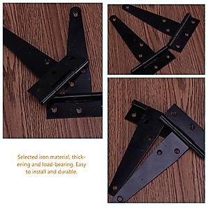 Angoily 10PCS T Strap Hinges 4 Inch, Black Gate Hinges for Wooden Fences,Barn Door Gate, Iron Rustproof Barn Door Hinge Shed Door Hinges