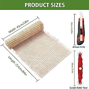 18" Width Cane Webbing, Natural Rattan Webbing for Caning Projects, Woven Open Mesh Cane for Furniture, Chair, Cabinet, Ceiling