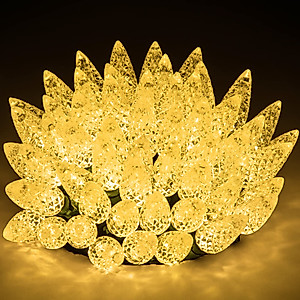 Marchpower C6 String Lights,2-Pack Waterproof Outdoor Indoor Light,70LED 23FT Durable Fairy Light Plug in Connectable Strawberry Light for Party Garden Trees Home Roofs Decorate, Warm White