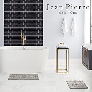 Jean Pierre New York Cotton StoneWash Medallion 17x24/20x32 in. 2-Piece Bath Rug Set, Taupe Gray