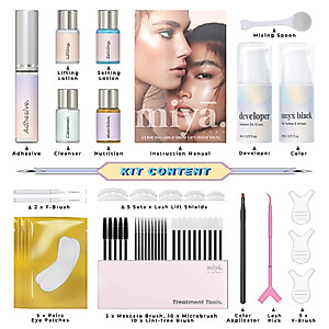 MIYA LASH Lash Lift & Brow Lamination Kit | Black, Voluminous Eyebrows & Eyelashes Color Kit | Professional 8 Weeks Result | LVL, Perm, Laminate | Keratin Brow Lift & Lash Lift Kit with All tools