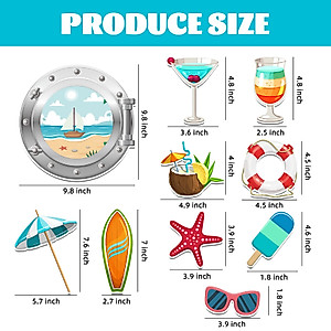 10pcs Summer Beach Cruise Door Magnets Car Magnets & Magnetic Cruise Door Decorations, Hawaii Tropical Theme for Fridge, Cars and Carnival Cruise Cabin Door Decor