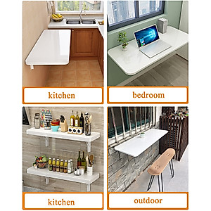 CYGJSYEA Laundry Folding Table - Wooden Wall-Mounted with Heavy-Duty Bracket, Stable and Durable for Kitchen, Laundry Room & Restaurant Use - White, (70x40cm/27.5in x 15.7in)