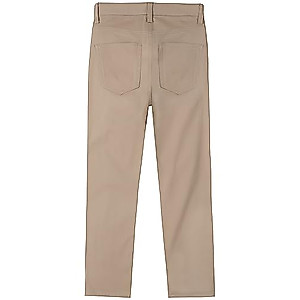Nautica boys Flat Front Stretch Twill Chino Khaki Pants, Khaki 5-pocket, 12 US