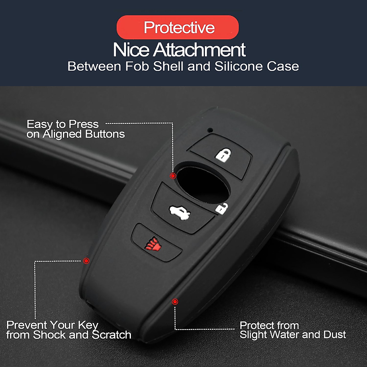 INFIPAR 2pcs Compatible with Subaru WRX BRZ Ascent Forester Crosstrek Legacy Outback Impreza XV WRX STI XV Crosstrek Key Fob Cover Case Key Chain Protector Holder