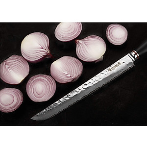 YOUSUNLONG Max Sakimaru Knife 11'' - Japanese Damascus Steel - Sashimi Sushi Yanagiba Knife - BBQ Meat & Fish Slicing- Ebony Handle