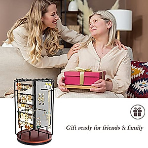 ProCase Jewelry Holder Organizer Earring Stand with 28 Necklace Hooks, 360 Rotating Necklace Holder Earrings Storage Rack Jewelry Tower Bracelet Holder, Holds More than 100 Pairs Earrings -Black