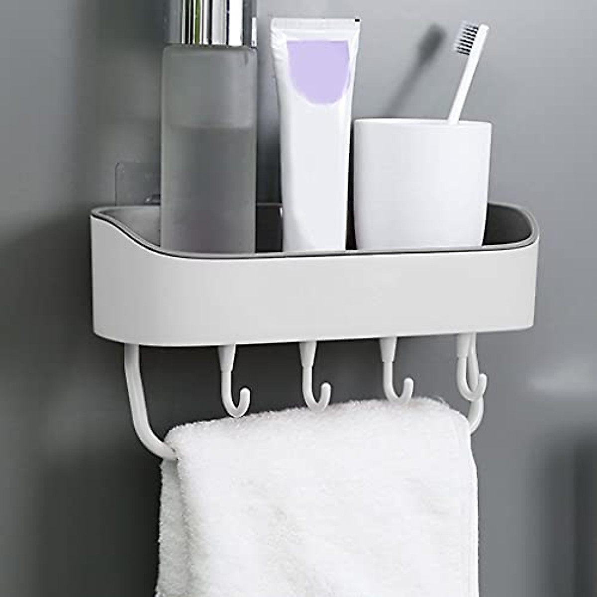 BKDFD Kitchen Shelf for Bathroom Wall Mounted Bath Shelf Storage Holder Toilet Plastic Organizer Rack Towel Cosmetic Brush Storage