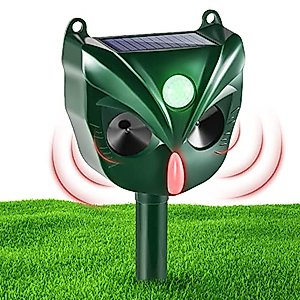Ultrasonic Animal Repeller Outdoor Waterproof Solar Animal Deterrent with Motion Sensor and Flashing Lights, Farm Garden Yard Repellent for Cat Rodent Squirrel Dog Rabbit Raccoon Skunk Fox Deer etc