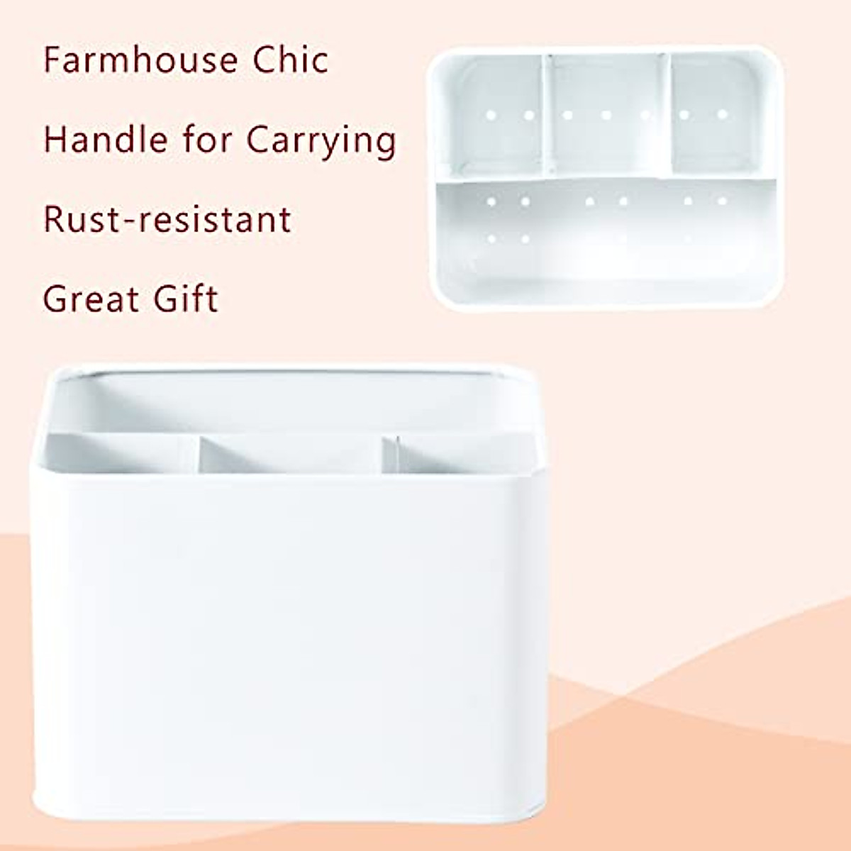 FULL TREND 2 PCS Utensil Caddy, Flatware Holder with 4 Compartments Silverware Organizer Farmhouse Kitchen Decor Perfect for Home, Kitchen, Countertop, Party, Camping, Outdoor and Restaurant