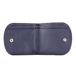 Leather Impressions Minimalist Card Holder for Everyday Style - Long lasting Card Wallet Featuring Two Card Slots And a Snap Pocket Closure With Strong Push Button- Fine Stitched Women Wallet (Navy)