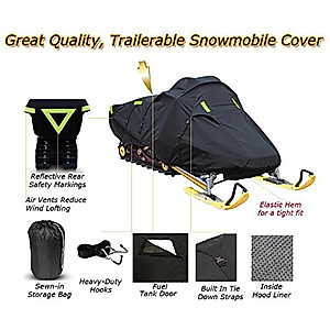 Trailerable Snowmobile Snow Machine Sled Cover Compatible for Polaris 850 PRO-RMK 155 for Model Years 2019-2020. 600 Denier Gear